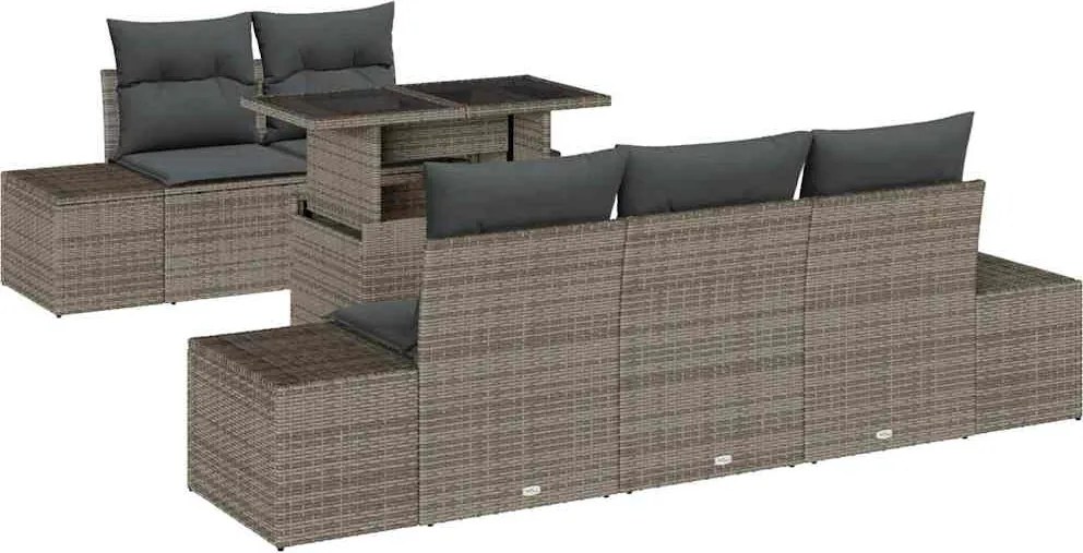 Set pohovek 6 ks Šedá polyratan 3349095
