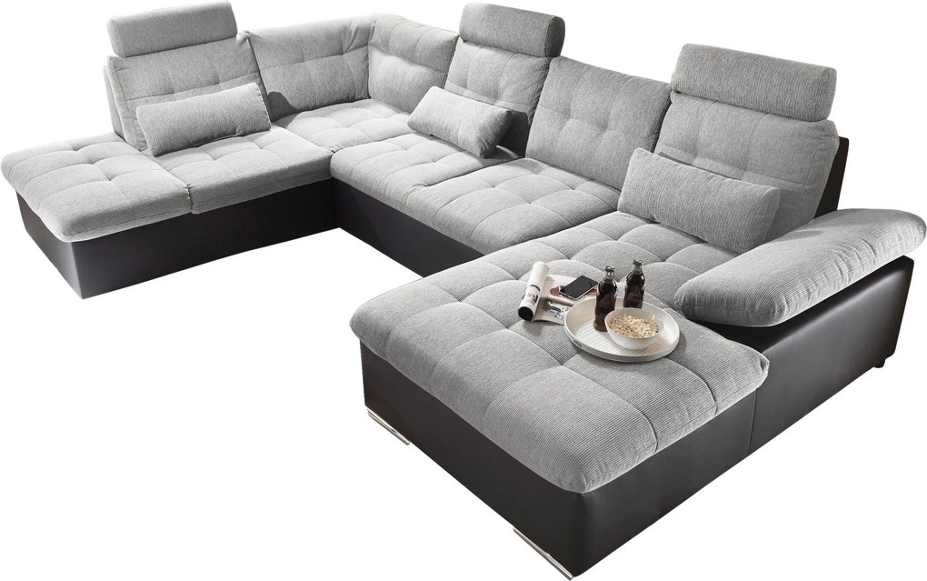 XXXLutz ROHOVÁ SEDAČKA, textil, kompozitní dřevo, černá, barvy stříbra MID.YOU - Sedací soupravy - 002220017411