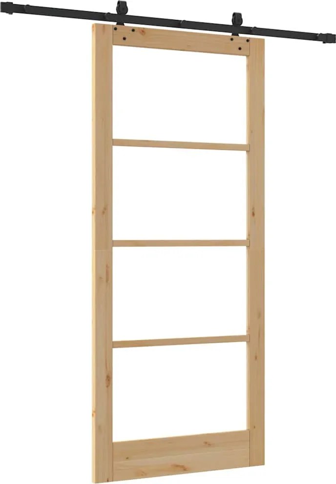 Posuvné dveře ORKDAL 93 x 211 cm Masivní borové dřevo a sklo 3332177
