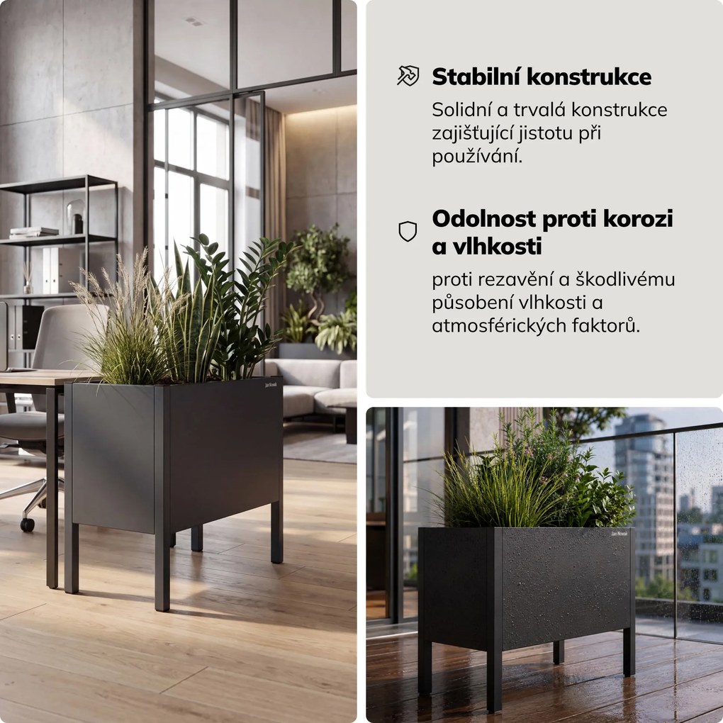Malý antracitový kovový obal na květináč: DAISY 400 x 350 x 250 mm