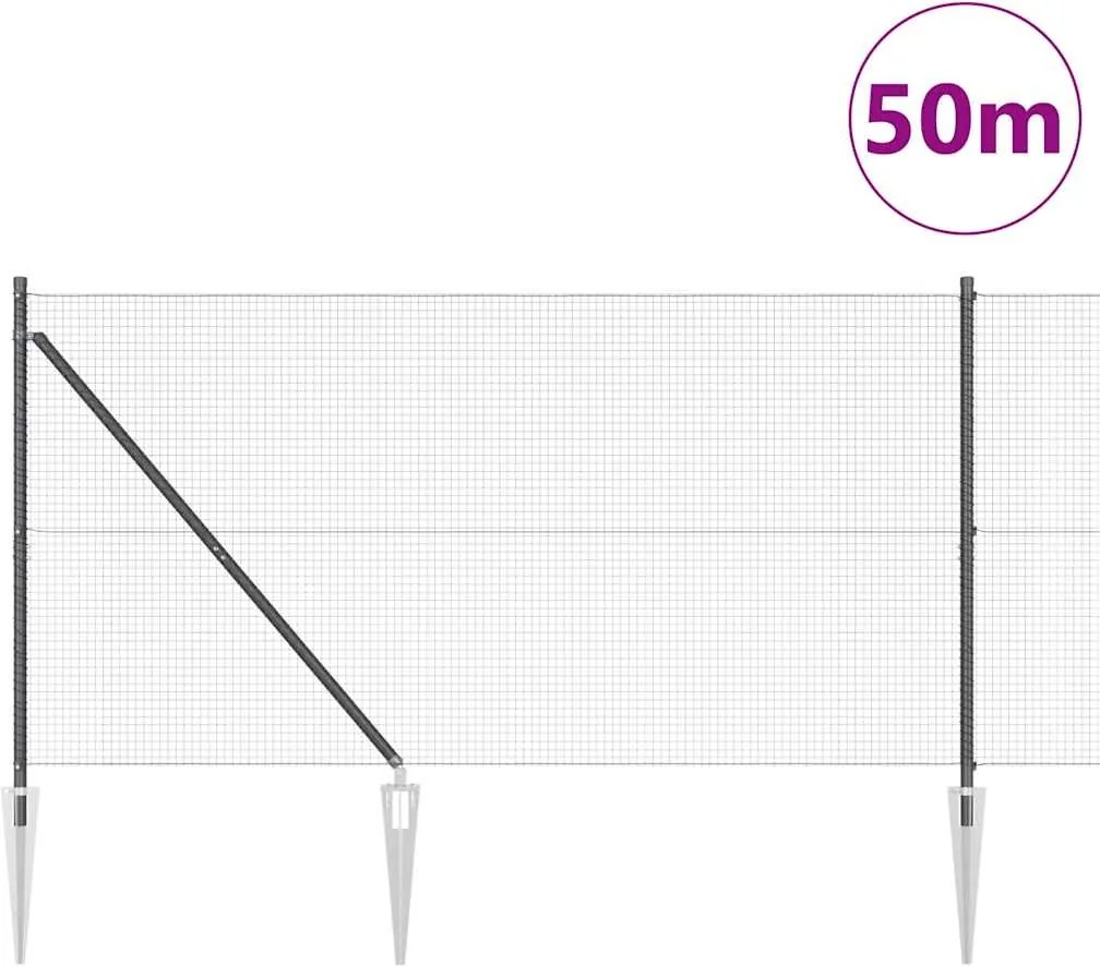 Svařované drátěné ploty s hroty 50 x 1,4 m Ocel potažená PVC 3352243