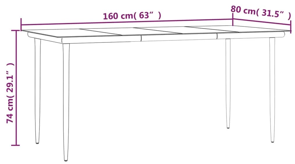 5dílný zahradní jídelní set černý ocel a textilen,  3200722