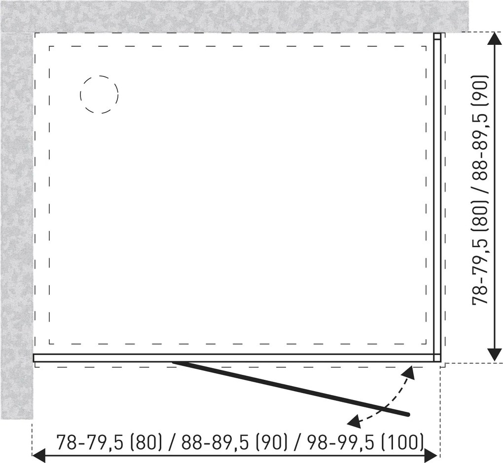 Novoterm Modul sprchového koutu NV-Long DR CHR 90 - dveře, chrom/transparent - bez vaničky