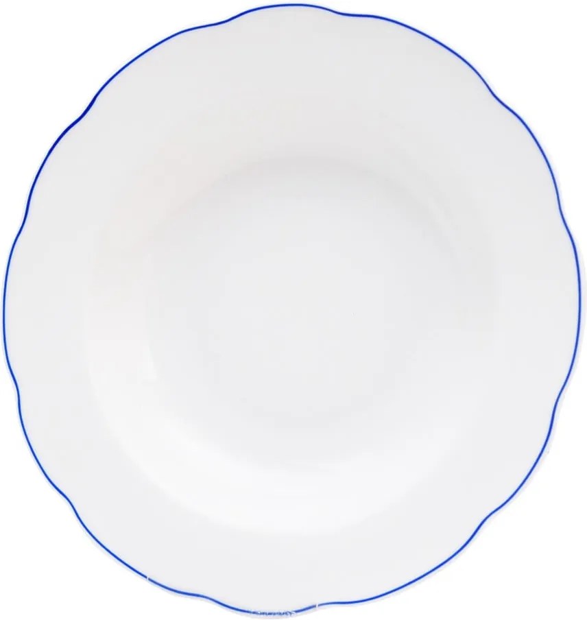 Bílý porcelánový hluboký talíř Orion Blue Line, ⌀ 21 cm