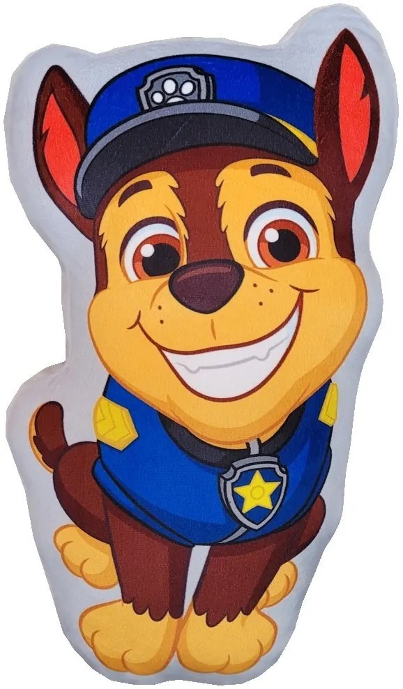 Tvarovaný 3D polštářek Tlapková patrola - Paw Patrol - policista Chase - 38 x 24 cm