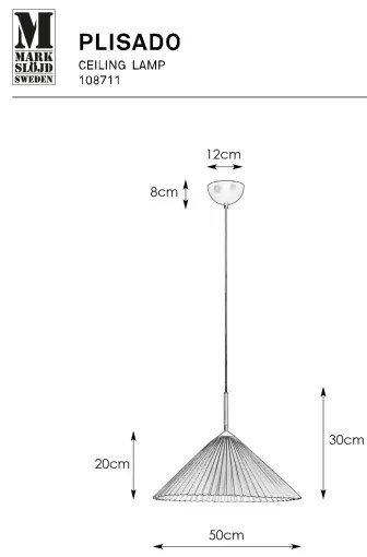 Markslöjd 108711 - Lustr na lanku PLISADO 1xE27/40W/230V pr. 50 cm bílá