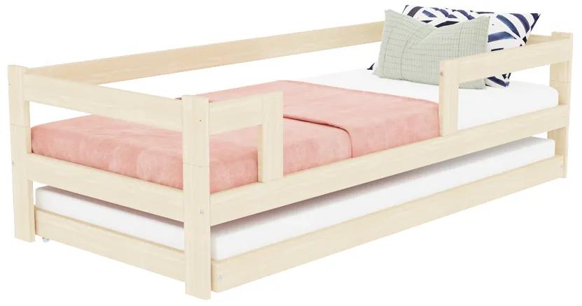 Benlemi Jednolůžková postel ze dřeva SAFE 5v1 se zábranou a přistýlkou Zvolte barvu: Pastelově růžová, Zvolte rozměr: 80x180 cm, Zvolte zábranu: Se dvěma zábranami