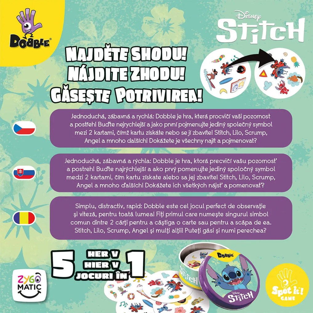 ASMODEE Hra postřehová Dobble Stitch v plechové krabičce *SPOLEČENSKÉ HRY* asdobsti07m