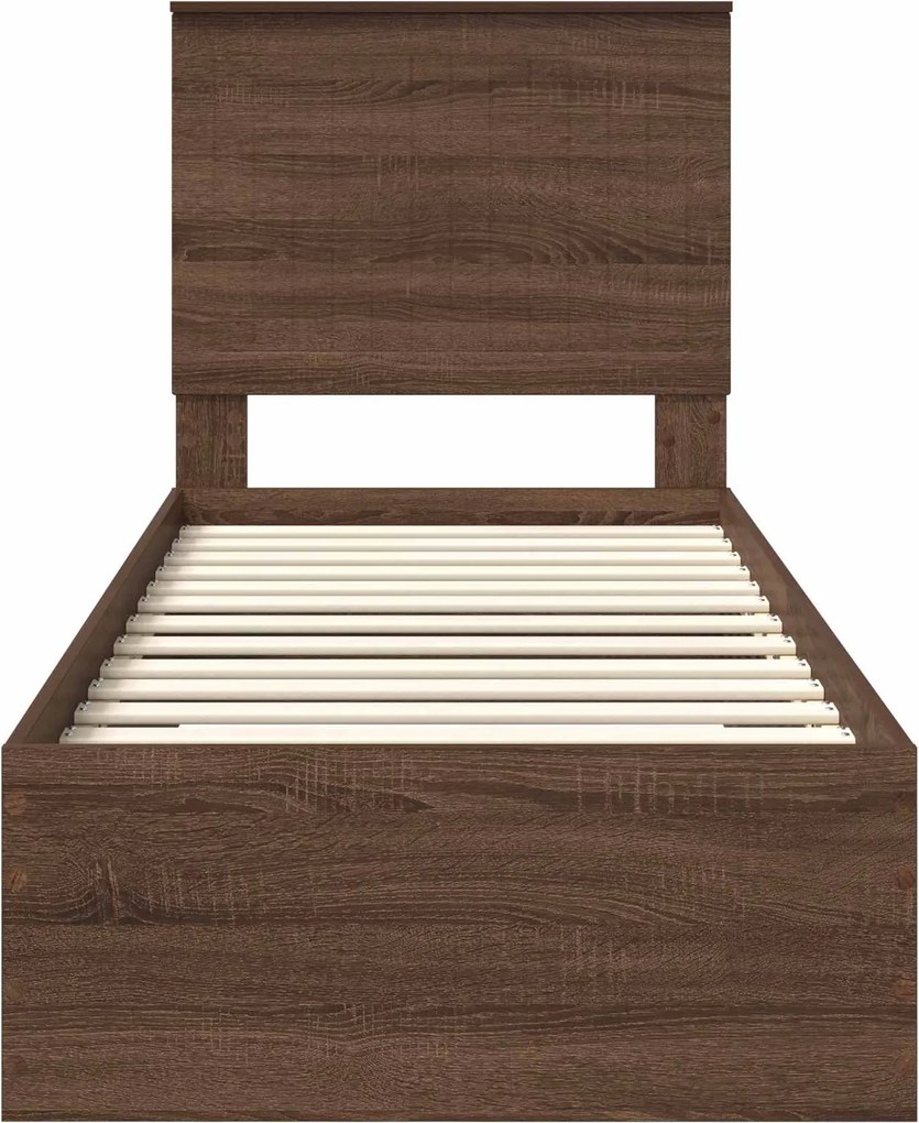 Rám postele Hnědý dub a stříbrná 70 x 190 cm Kompozitní dřevo 3411374