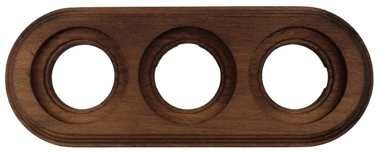 Elhard Nástěnný kulatý dřevěný trojrámeček, tmavé dřevo KN5003D
