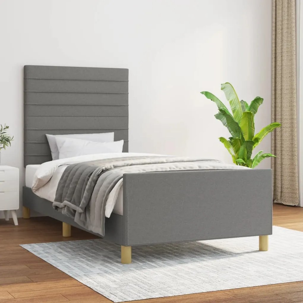 Rám postele bez matrace tmavě šedý 90 x 200 cm textil 3125107