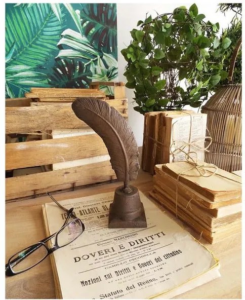 Kovové těžítko ve tvaru psacího brku Orchidea Milano Book, výška 24 cm