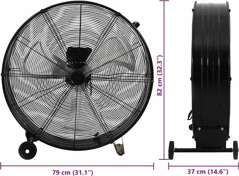 vidaXL Průmyslový bubnový ventilátor 77 cm 187,7 W černý [51454]