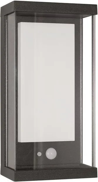NV 9120711 Venkovní nástěnné svítidlo BAY antracitový hliník čiré sklo a akrylový difuzor LED 1.5W 3000K 3.7V 87st. IP65 solární / vypínač na těle / pohybové čidlo - NOVA LUCE
