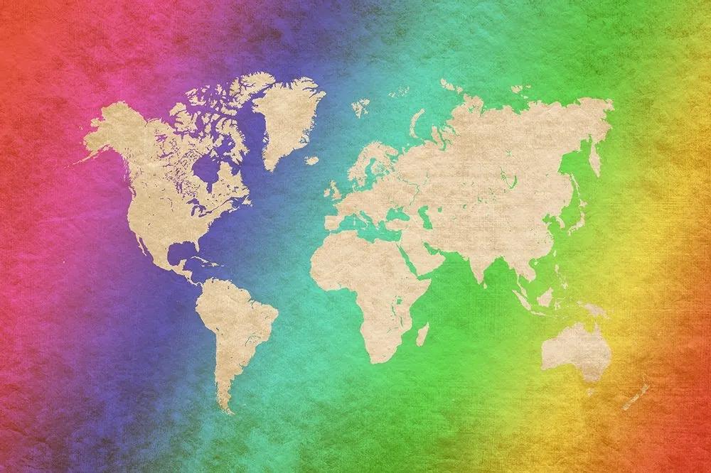 Samolepící tapeta pastelová mapa světa - 375x250 cm