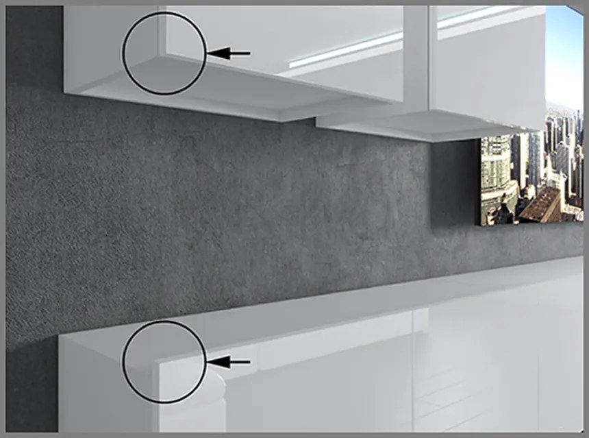 Obývací stěna 200 cm Belini bílý lesk / šedý antracit Glamour Wood Imperium 6  IMP 6/5/W/WGW1/0/0