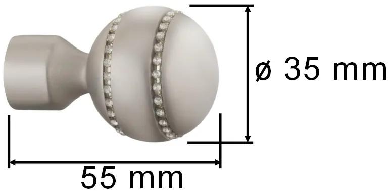 GARNÝŽE-HEBR Garnýž rýhovaná Paola crystal double chrom mat dvojitá 180 cm