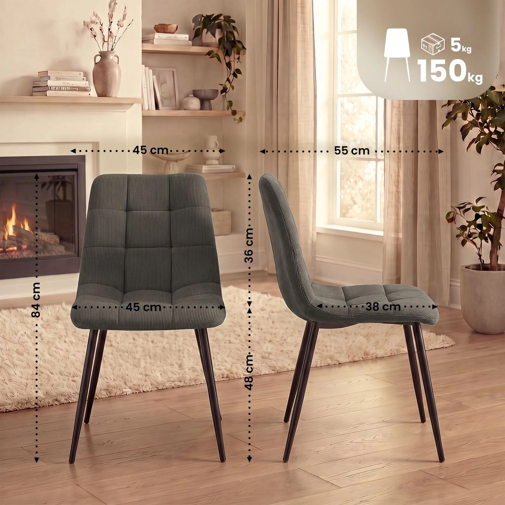 Sada 2 jídelních židlí Tilde manšestr – taupe