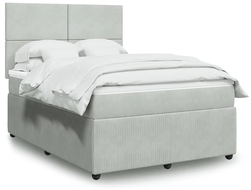 Box spring postel s matrací světle šedá 140x200 cm samet 3292352