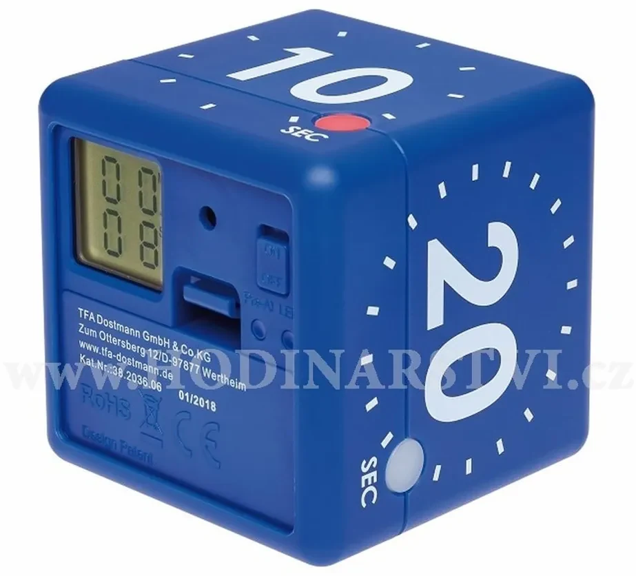 Digitální časovač TFA 38.2036.06 CUBE - modrý | BIANO