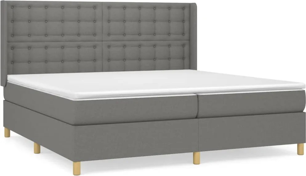 Box spring postel s matrací tmavě šedá 200x200 cm textil 3132338