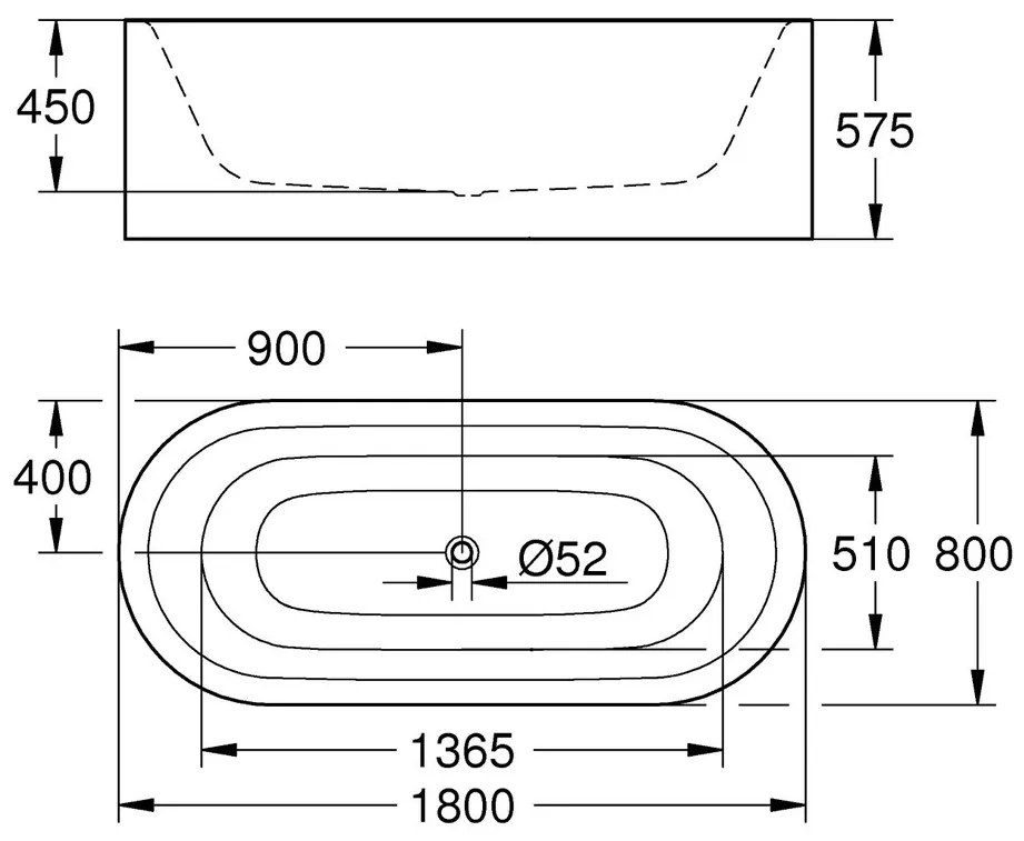 Grohe Essence - Stojící vana 180 x 80 cm, alpská bílá 39611000