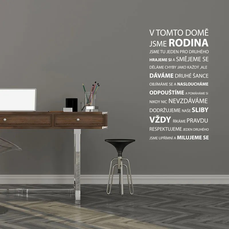 GLIX Rodinná pravidla - samolepka na zeď Oranžová 50 x 100 cm
