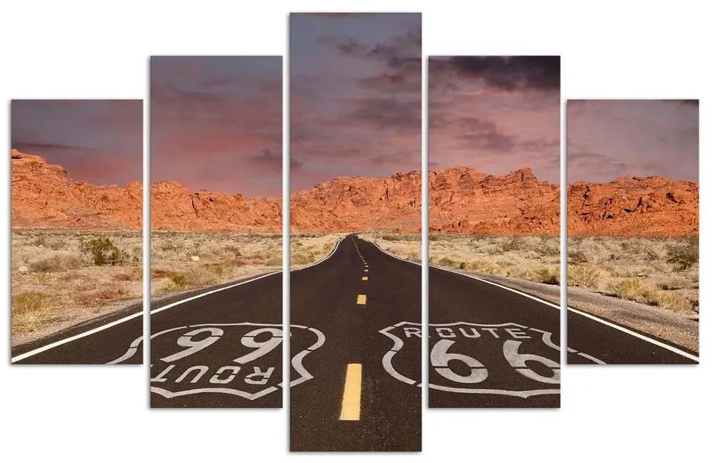 Obraz na plátně pětidílný Route 66 Road Landscape - 150x100 cm
