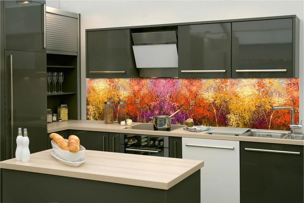 DIMEX | Fototapeta do kuchyně Barevné květinové pozadí KI-260-211 | 260 x 60 cm | vícebarevná, růžová, fialová, žlutá, oranžová