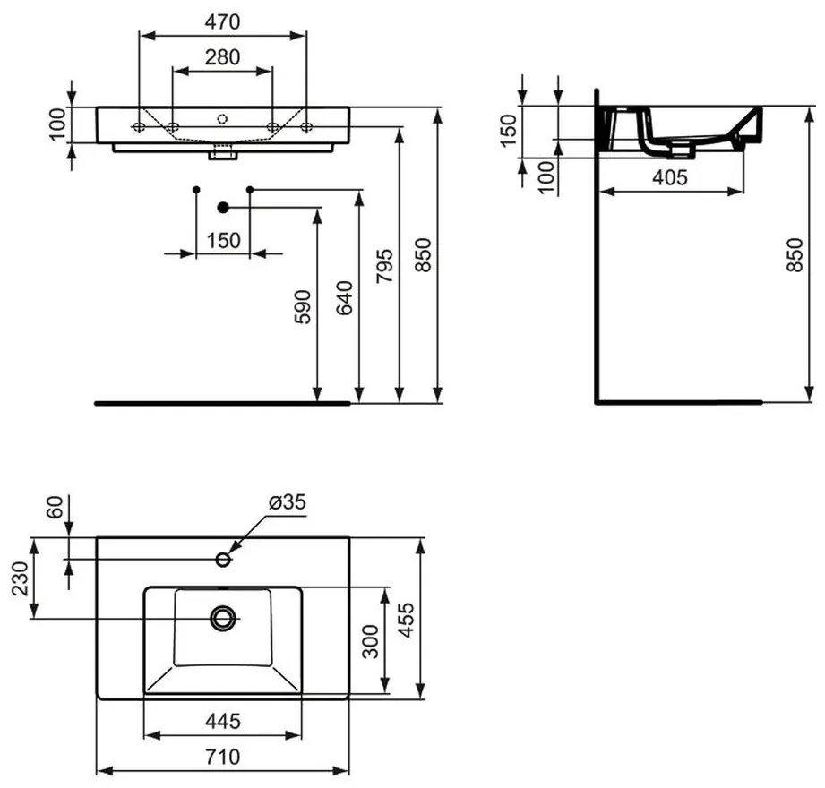 Ideal Standard Strada - Nábytkové umyvadlo 71x45,5 cm, K078701