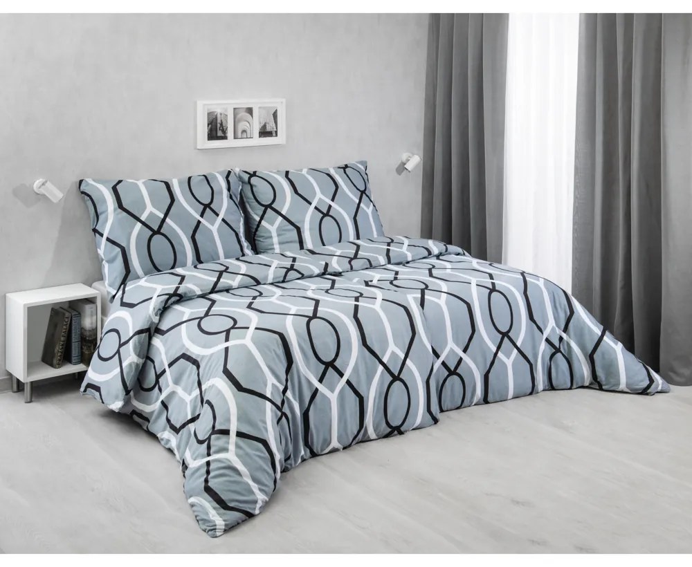 TOP Flanelové povlečení 140x200+70x90 Mřížky šedé