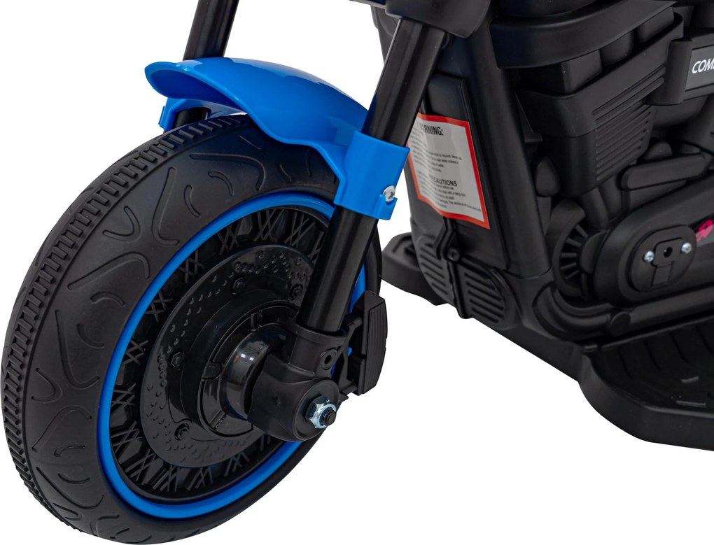 Ramiz Elektrická motorka Chopper FASTER na baterie pro děti modrá + FM rádio + audio panel + LED