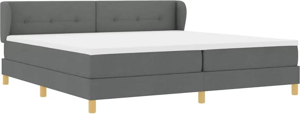 Postel s boxspringem s čelo Tmavě šedá 200 x 200 cm textil 3340235