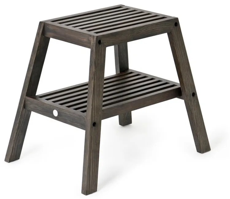 Černá stolička z dubového dřeva Wireworks Slatted Stool