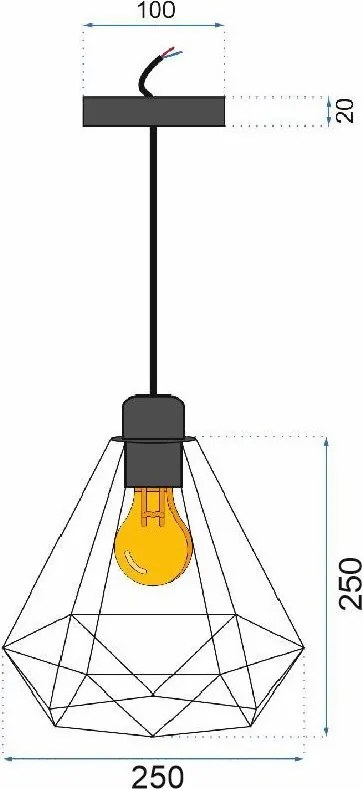 Toolight Toolight, Stropní svítidlo, geometrické, závěsné, loft styl na laně APP678-1CP, černá-hnědá, OSW-05644