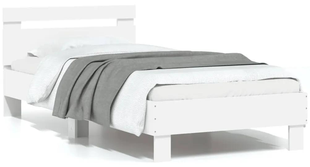 Rám postele s čelem bílý 90 x 200 cm kompozitní dřevo - Default Title