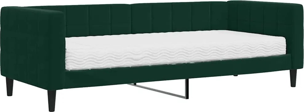 Válenda s matrací tmavě zelená 80 x 200 cm samet 3196662