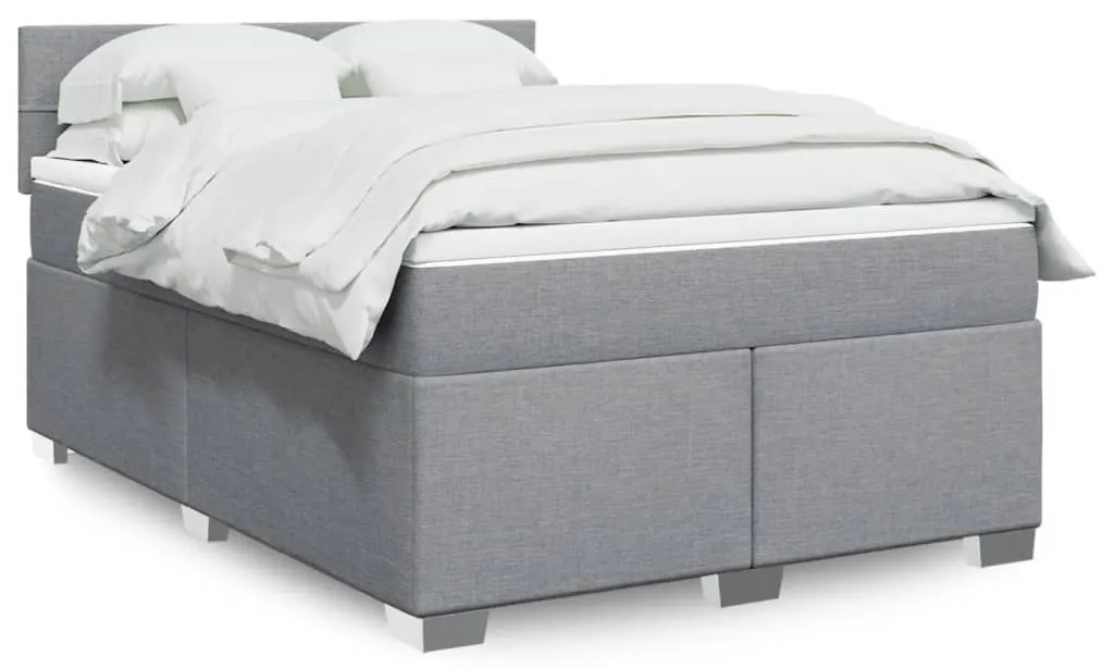 Box spring postel s matrací světle šedá 140 x 190 cm textil 3285883