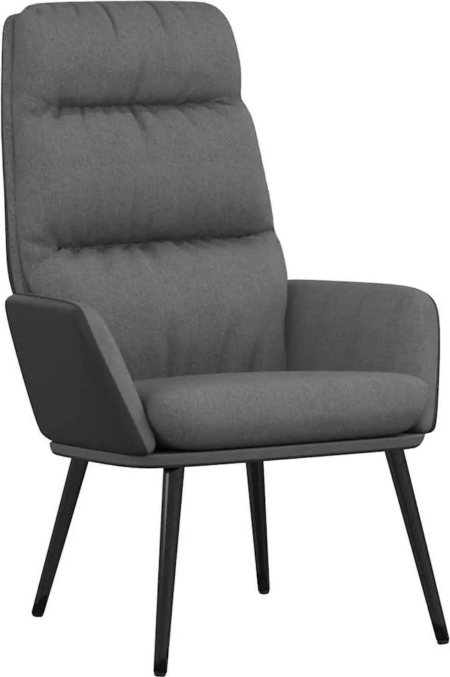 Relaxační křeslo se stoličkou světle šedé textil a umělá kůže 3097506