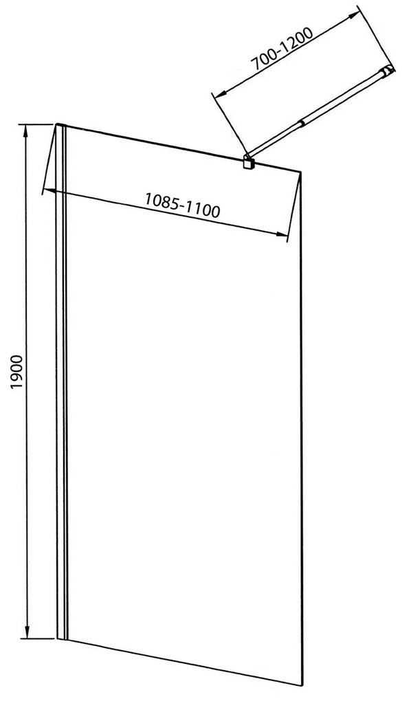 Aqualine WALK-IN zástěna jednodílná k instalaci na zeď, 1100x1900 mm, sklo čiré WI111