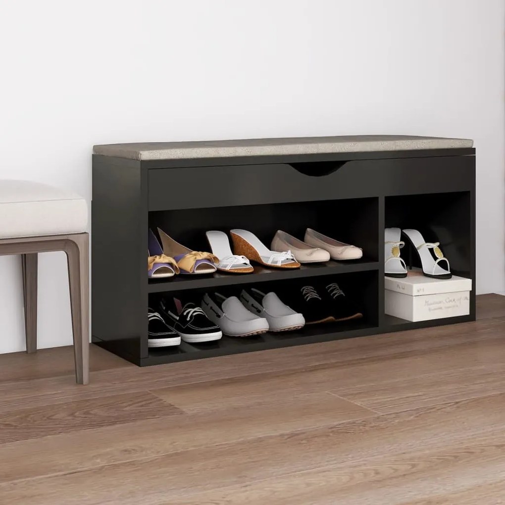 Lavice s botníkem a poduškou šedá 104x30x49 cm kompozitní dřevo 326752