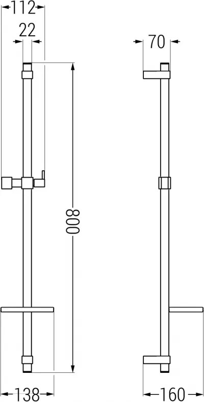 Mexen sprchová tyč DQ 80 cm s miskou na mýdlo, bez baterie, zlatá, 79381-50
