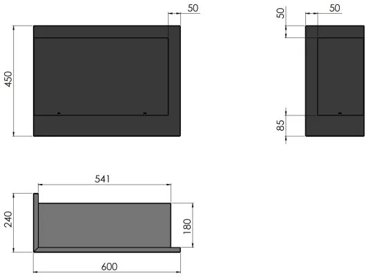 InFire - Rohový BIO krb 45x60 cm 3kW černá