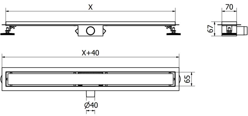 Mexen Flat M13 lineární odtok 2v1 70 cm, Chromovaná - 1010070-15