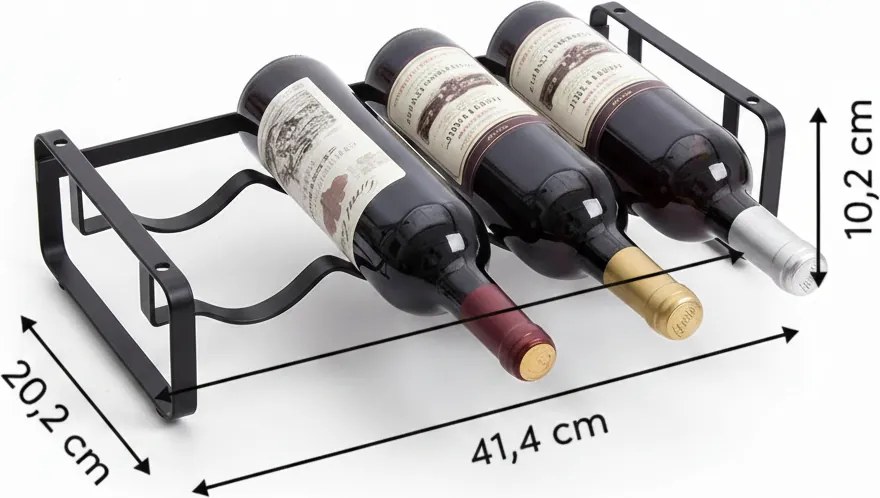 5Five® Stojan na láhve vína nebo sportovní láhve na pití, černý kov, stohovatelný STOK