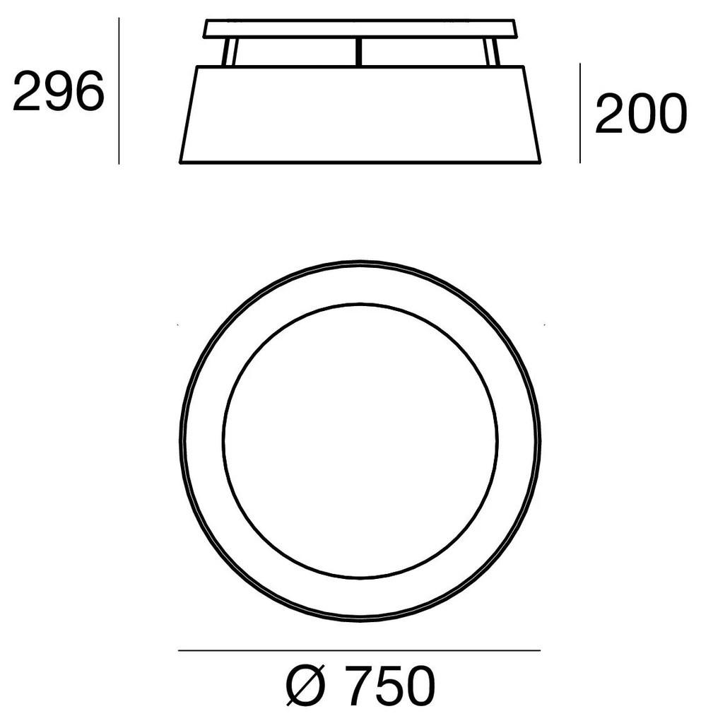 Stilnovo 8085 Oxygen_S, bílé stropní svítidlo, 50W LED 3000K stmívatelné DALI, prům. 75cm