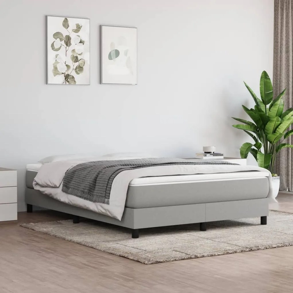 Rám postele s boxspringem světle šedý 140 x 190 cm textil 3120508