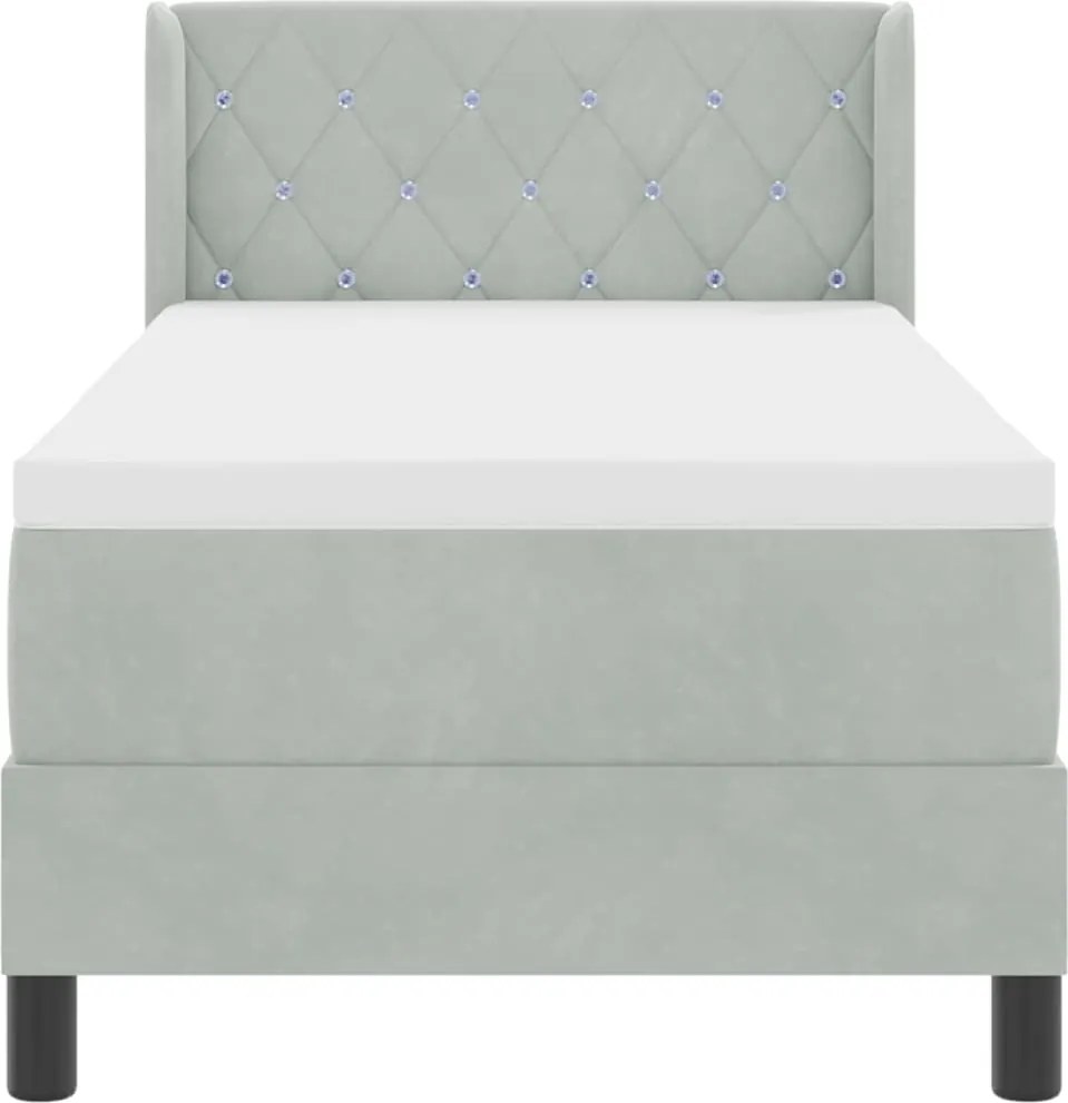 Postel s boxspringem s čelo Světle šedá 200 x 80 cm samet 3341384