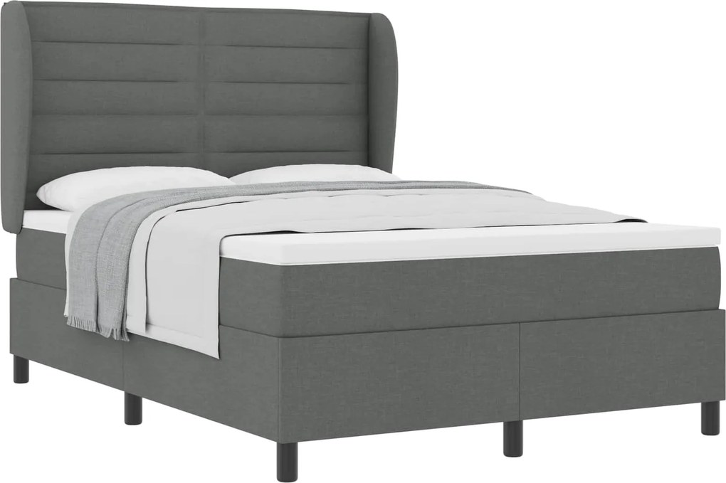 Postel s boxspringem s matrací Tmavě šedá 140 x 190 cm textil 3340495