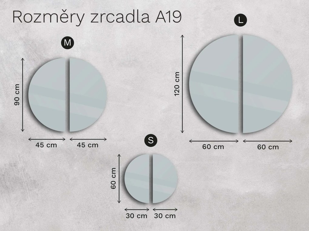 Atypické zrcadlo s LED osvětlením A19 S